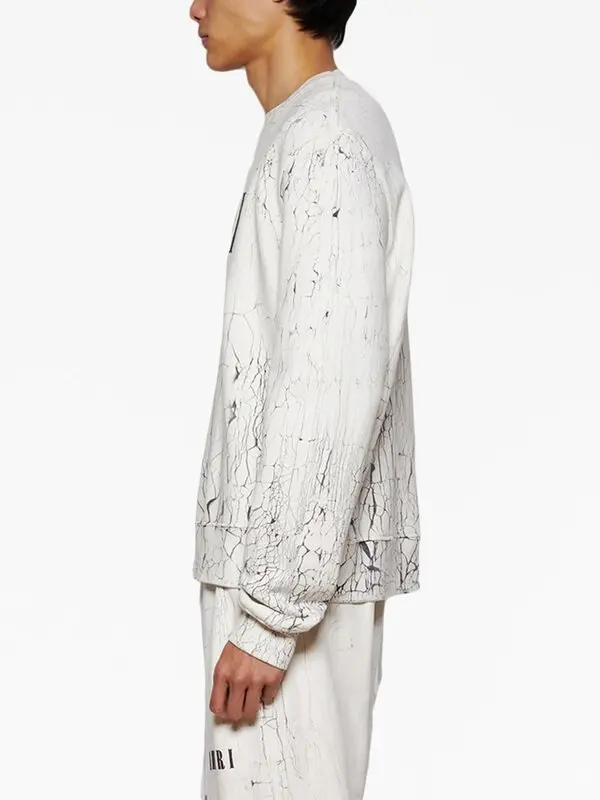 Amiri Cracked Logo Print Cotton Sweatshirt