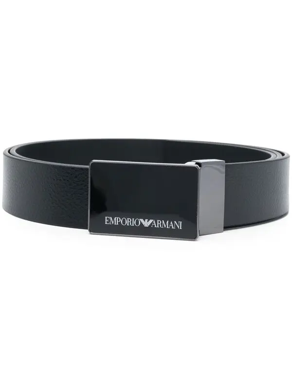 Emporio Armani Logo-buckle Leather Belt - Black