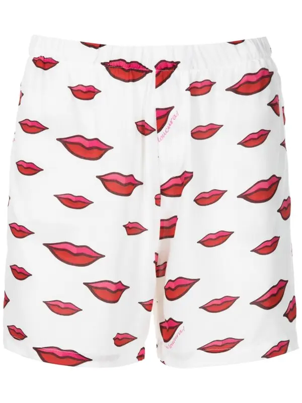 AMIR SLAMA Lips-print Cotton Shorts - Multicolour