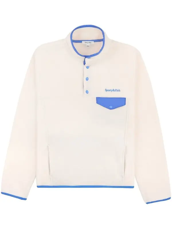 SPORTY & RICH Serif Logo-embroidered Polar Sweatshirt