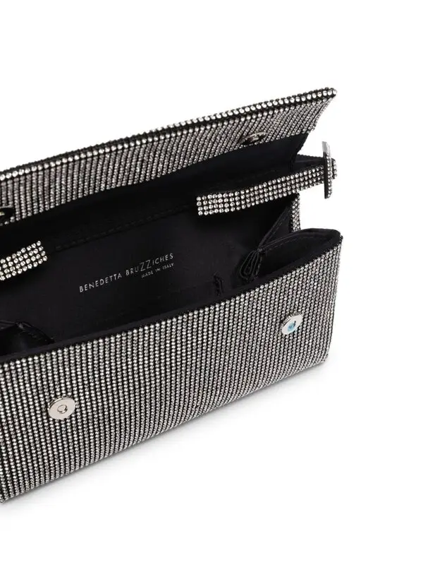 Benedetta Bruzziches Crystal-embellished Foldover Shoulder Bag - Black