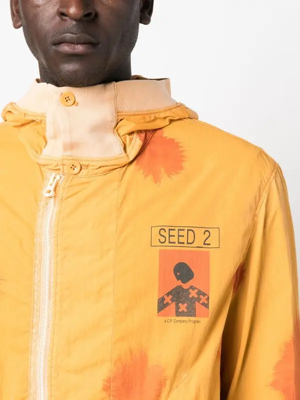 C.P. Company Seed 2 Print Hooded Jacket In Orange - 50% Off