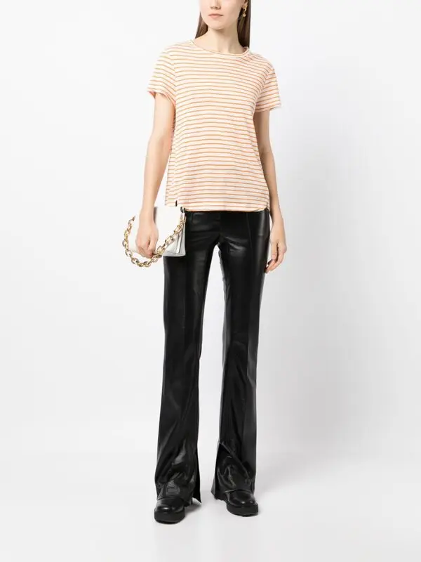 FRAME Striped Organic-linen T-shirt - Neutrals
