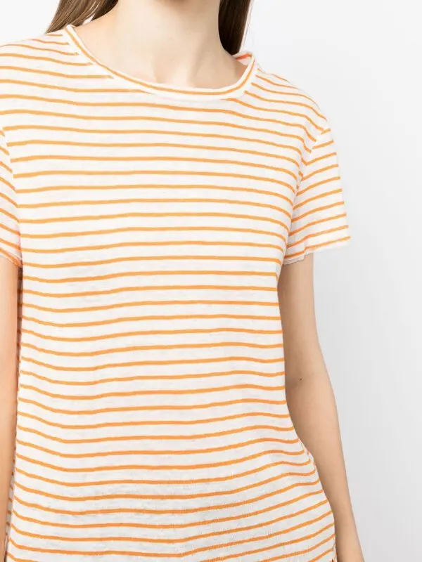 FRAME Striped Organic-linen T-shirt - Neutrals