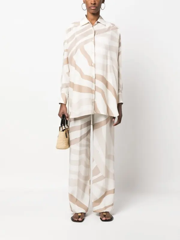 Kiton Abstract-print Silk Trousers