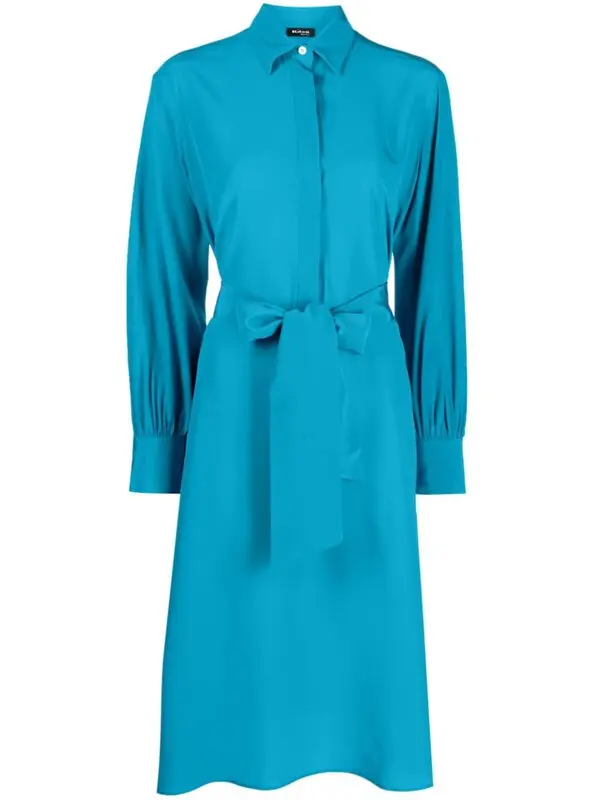 Kiton Pussy-bow Silk Midi Dress