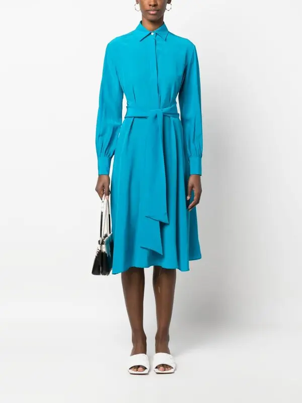 Kiton Pussy-bow Silk Midi Dress