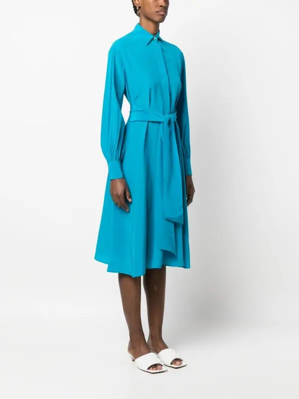 Kiton Pussy-bow Silk Midi Dress