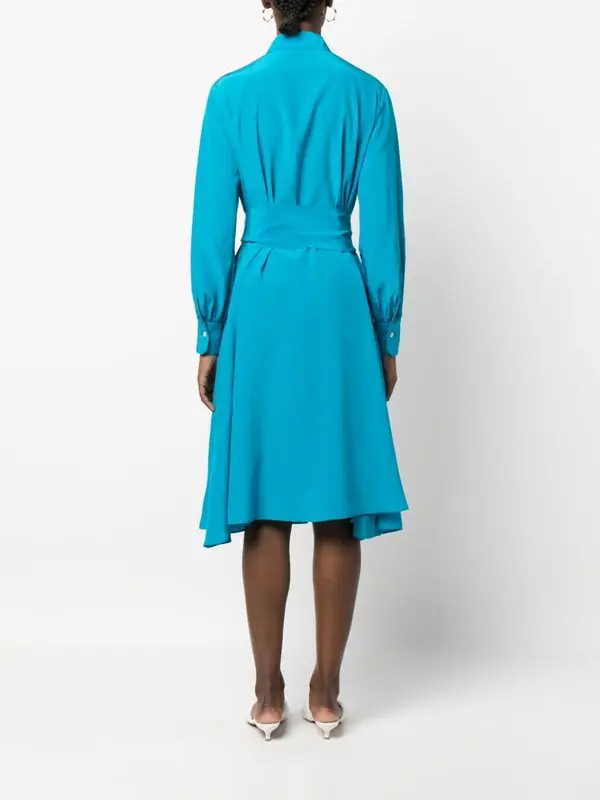 Kiton Pussy-bow Silk Midi Dress