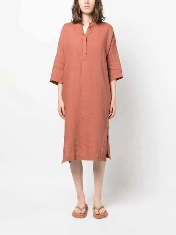 Kristensen Du Nord Button-placket Linen Midi Dress