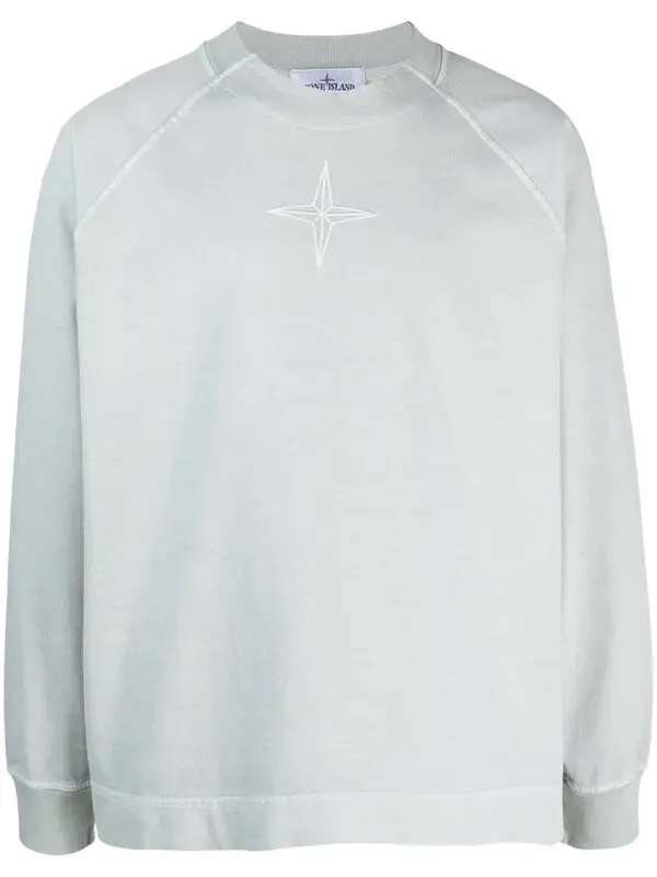 Stone Island Logo-embroidered Cotton Sweatshirt - Blue