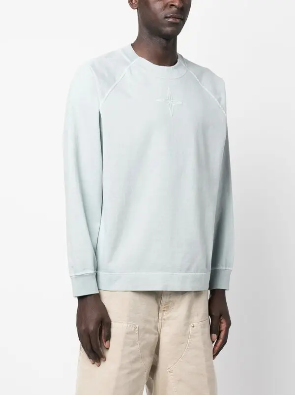 Stone Island Logo-embroidered Cotton Sweatshirt - Blue