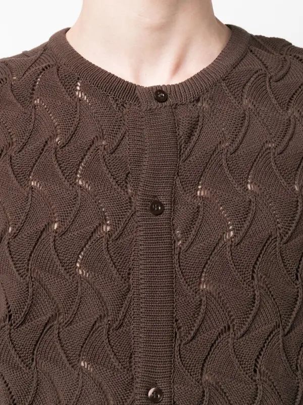ROBYN LYNCH Wave Cable-knit Cardigan - Brown