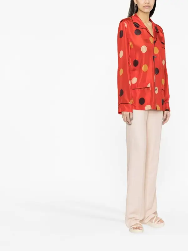 Aspesi Dot-print Silk Shirt - Red