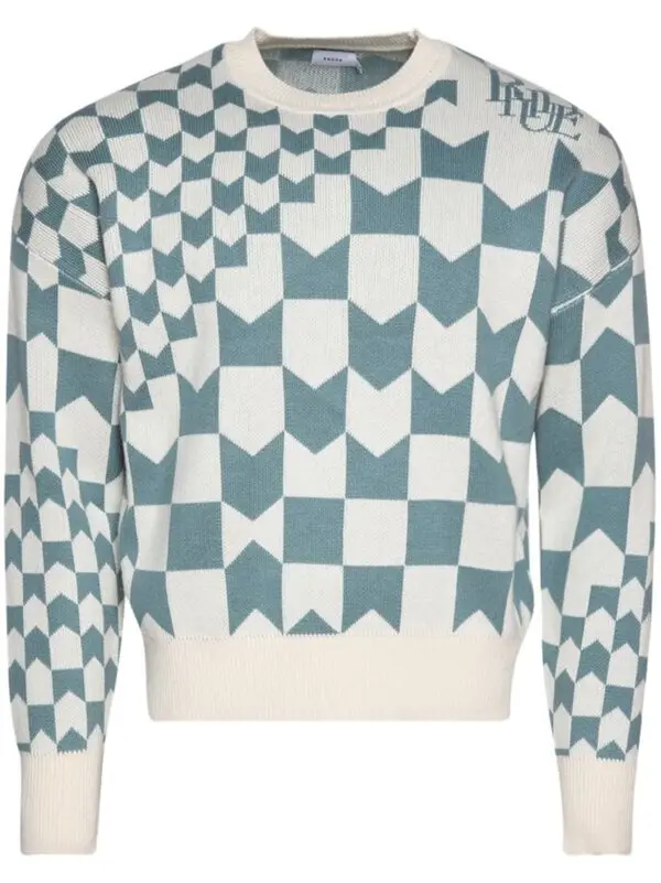 Rhude Racing Monogram-intarsia Jumper - Neutrals