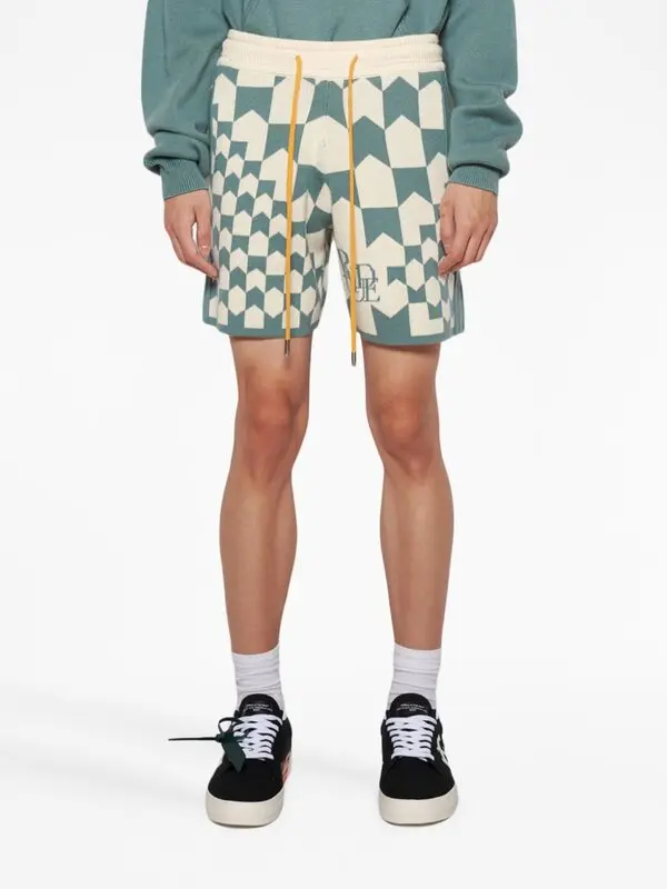 Rhude Racing Monogram-knit Shorts