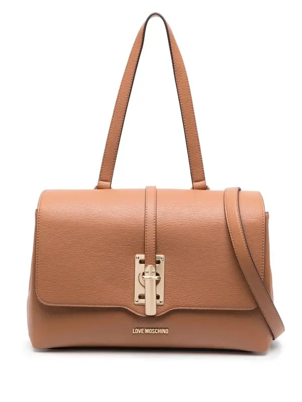 Moschino Grained Leather Shoulder Bag - Brown