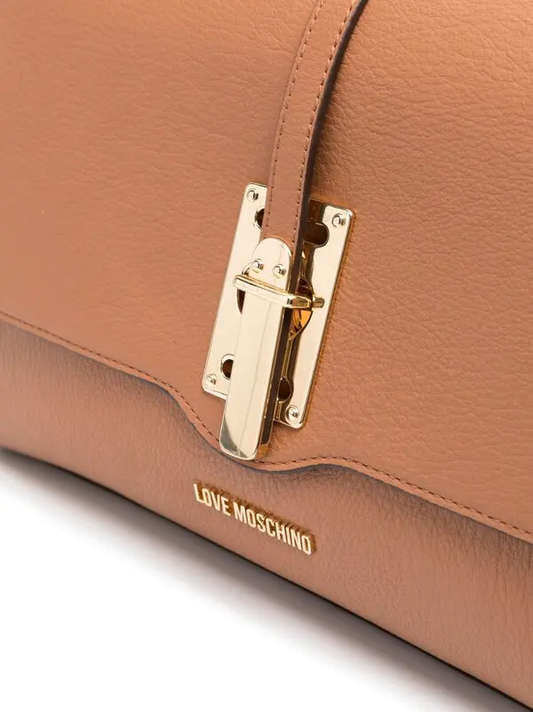 Moschino Grained Leather Shoulder Bag - Brown