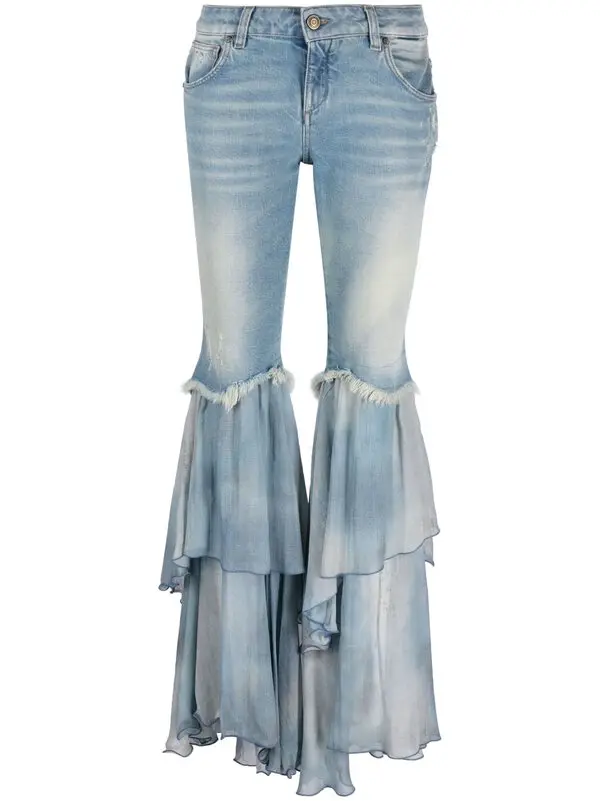 Blumarine Flared Ruffle-trimmed Jeans