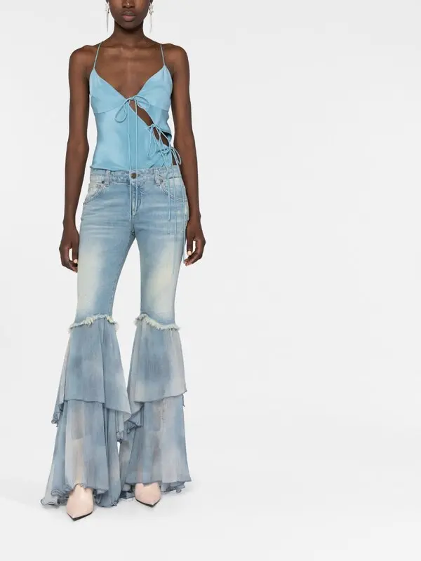 Blumarine Flared Ruffle-trimmed Jeans