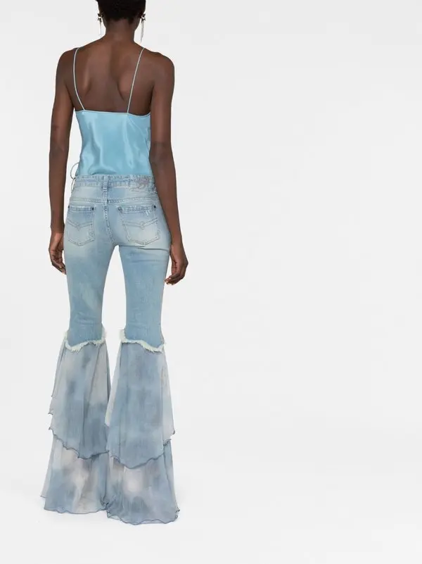 Blumarine Flared Ruffle-trimmed Jeans