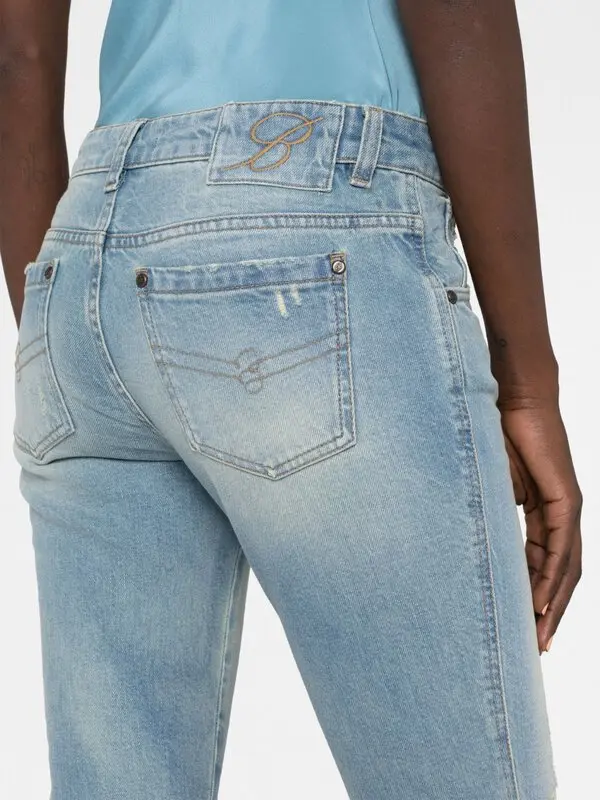Blumarine Flared Ruffle-trimmed Jeans