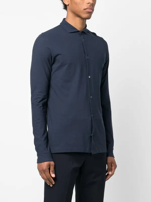 ZANONE Long-sleeved Cotton Shirt - Blue