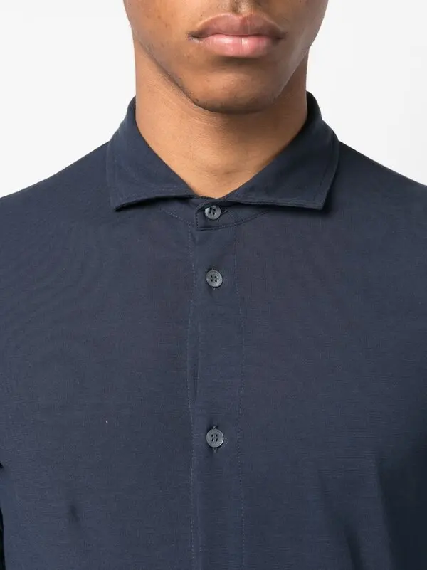 ZANONE Long-sleeved Cotton Shirt - Blue