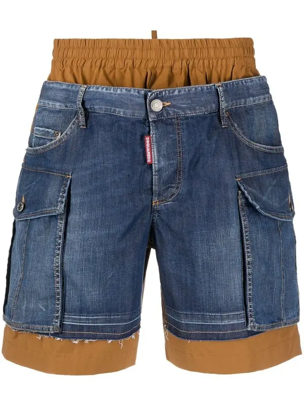 Dsquared2 Layered-design Denim Shorts - Brown