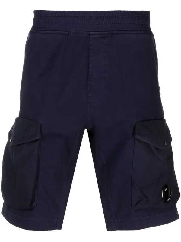 C.P. COMPANY Lens-detail Cotton Cargo Shorts - Blue