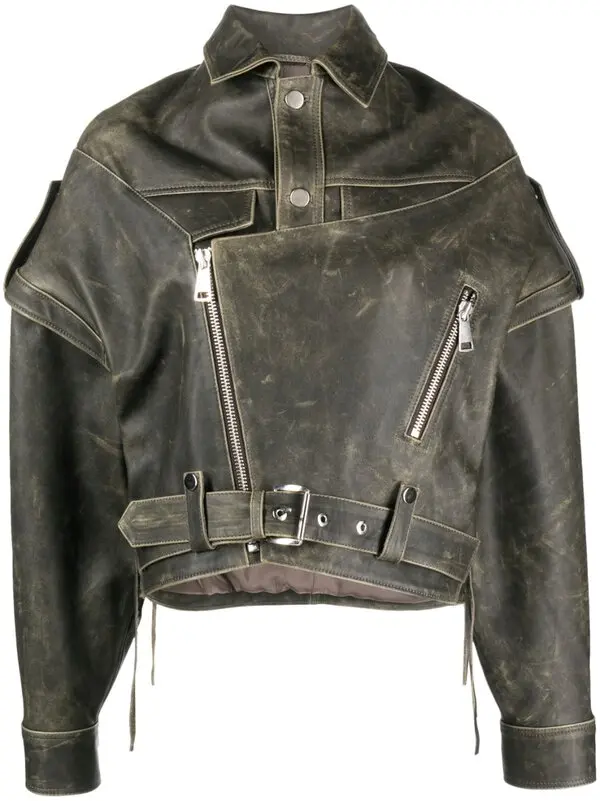 MANOKHI Cropped Leather Jacket