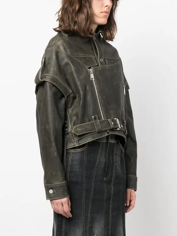MANOKHI Cropped Leather Jacket