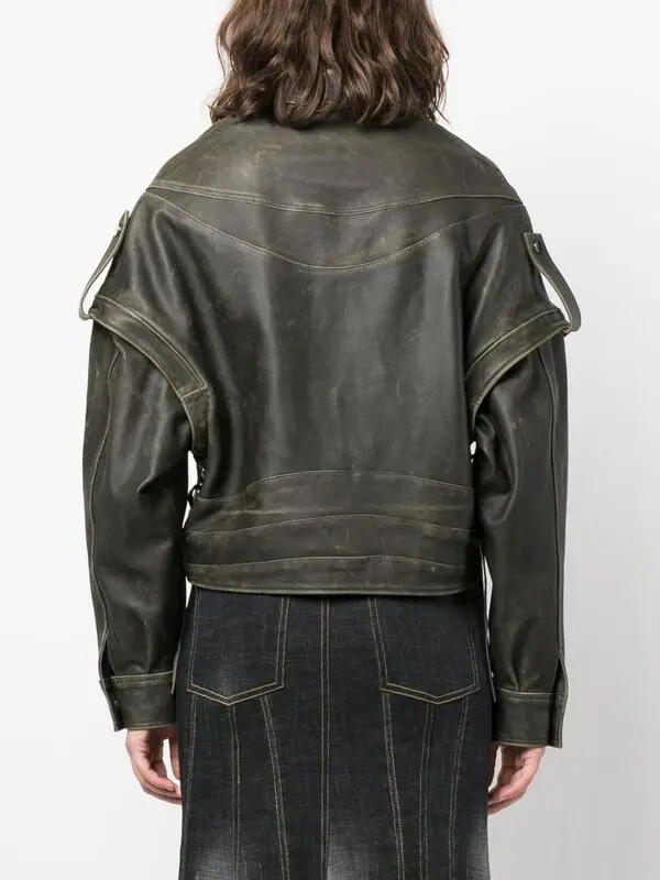 MANOKHI Cropped Leather Jacket