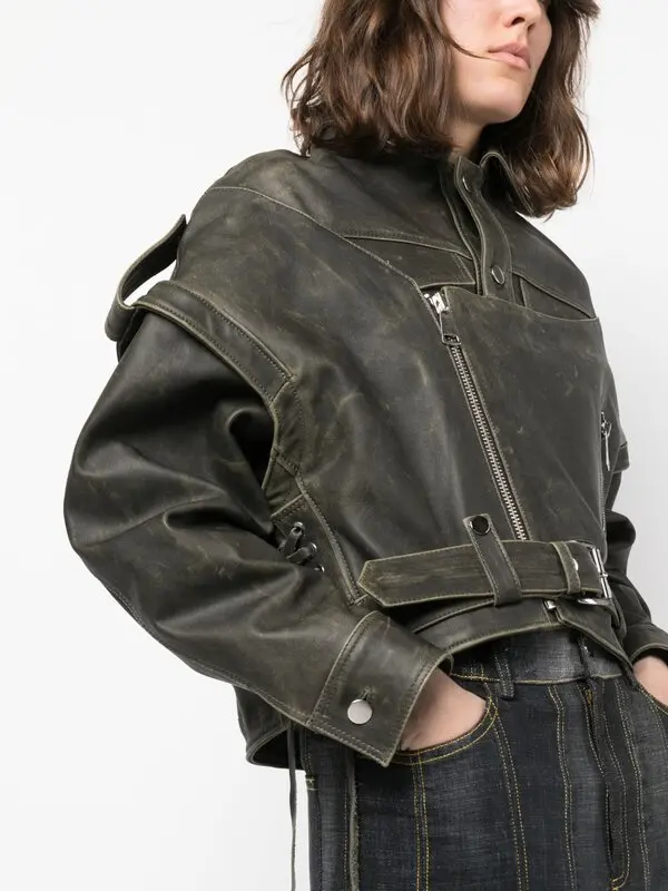 MANOKHI Cropped Leather Jacket
