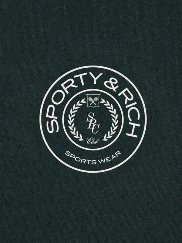 SPORTY & RICH Connecticut Crest Cotton Sweatshirt - Green
