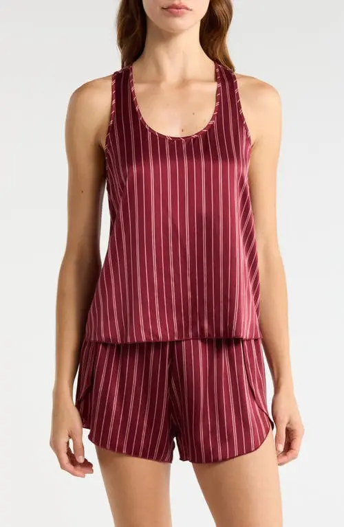 Lunya Racerback Washable Silk Short Pajamas - Currant Veil Stripe
