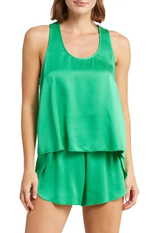 Lunya Racerback Washable Silk Short Pajamas - Glade Green