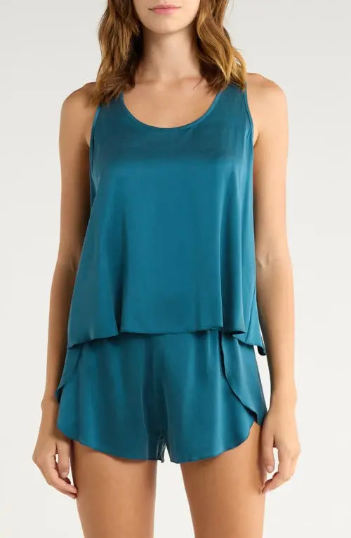 Lunya Racerback Washable Silk Short Pajamas - Piquant Teal