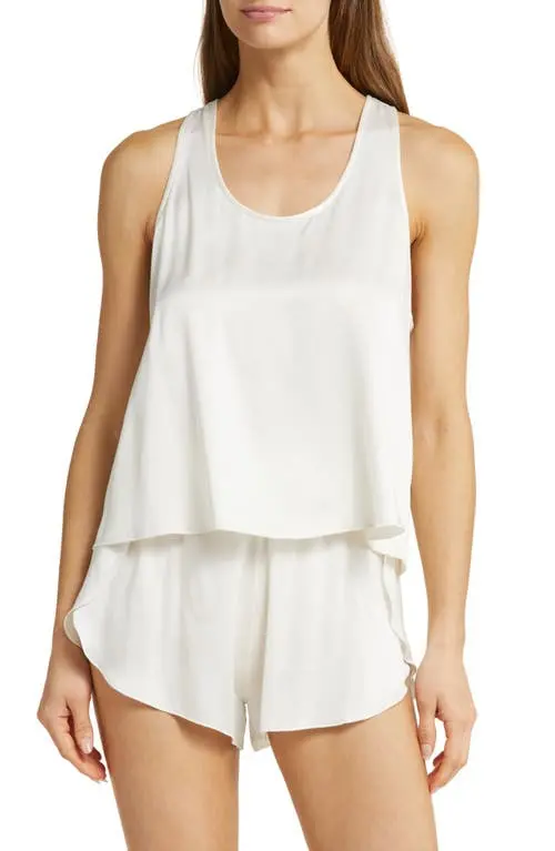Lunya Racerback Washable Silk Short Pajamas - Tranquil White