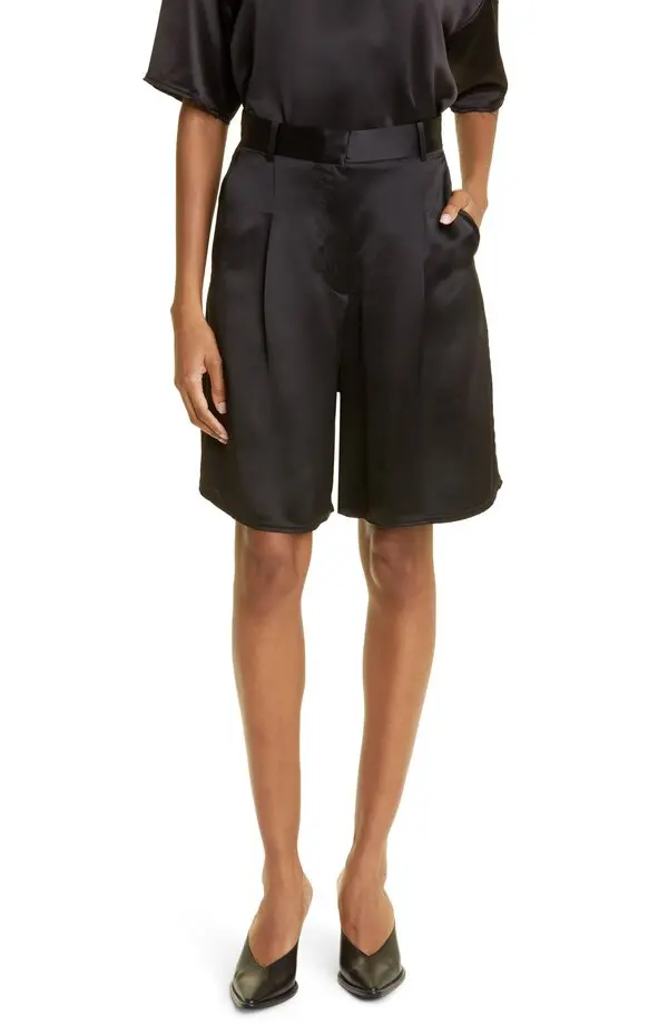 BY MALENE BIRGER Povilla Pleated Satin Shorts