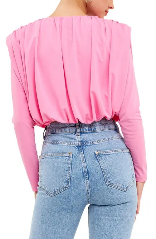 GREY LAB Shoulder Pad Pleat Crop Blouse