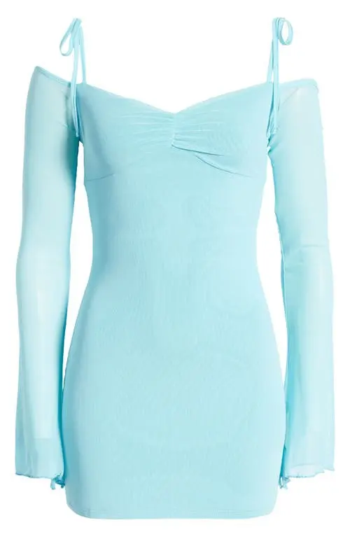 EDIKTED Ariel Cold Shoulder Long Sleeve Minidress - Light-blue