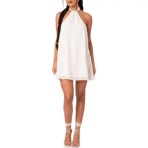 EDIKTED Palma Open Back Trapeze Dress - White
