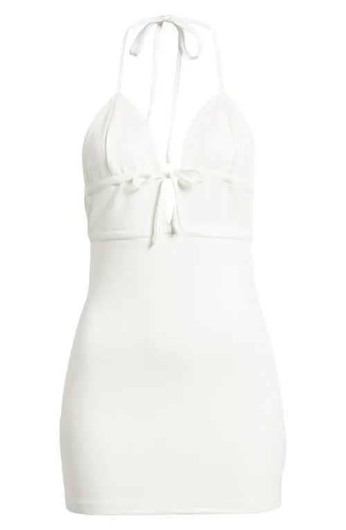 EDIKTED Audree Plunge Halter Mini Dress