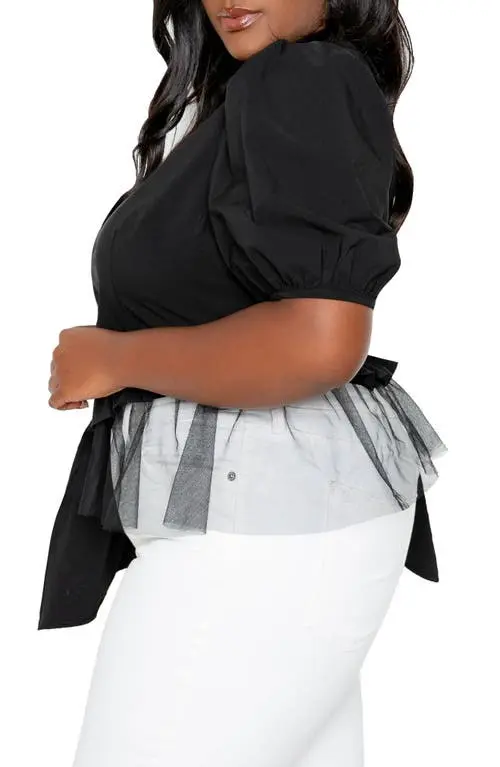 BUXOM COUTURE Asymmetric Peplum Blouse