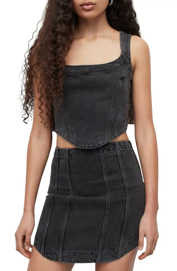 ALLSAINTS Charli Denim Corset Top