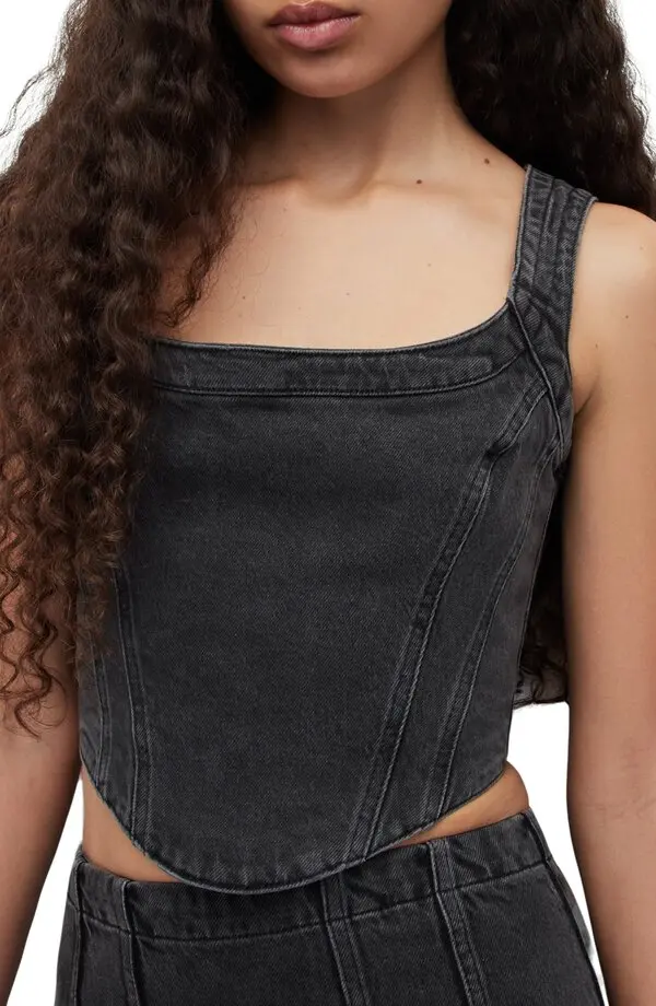 ALLSAINTS Charli Denim Corset Top