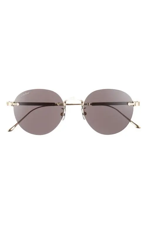 CARTIER 52mm Round Frame Sunglasses - Gold