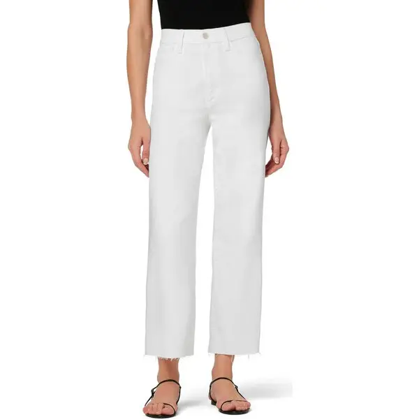 Joe's Jeans The Blake Raw Hem High Waist Crop Wide Leg Jeans - White