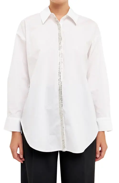 Endless Rose Sequins & Beads Poplin Shirt